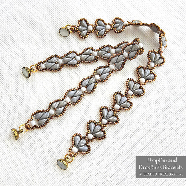 2 Beading Tutorials Pack: DROP FAN Bracelet & DROP BUDS Bracelet | BEADED TREASURY