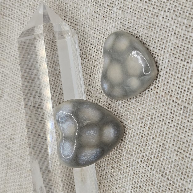 Round Faceted Artisan Ceramic Cabochon, Brownish Salmon | BEADED TREASURY