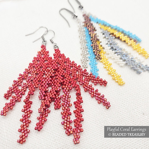 PLAYFUL CORAL EARRINGS Beading Pattern | BEADED TREASURY